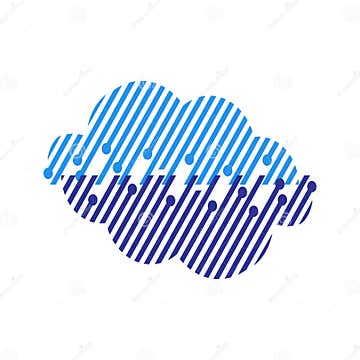 Blue Digital Tech Cloud Logo Design Sign Vector Illustrations Stock ...