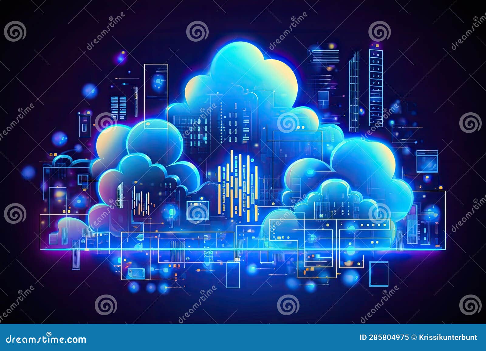 Blue Digital Technical Cloud Technology Stock Illustration ...