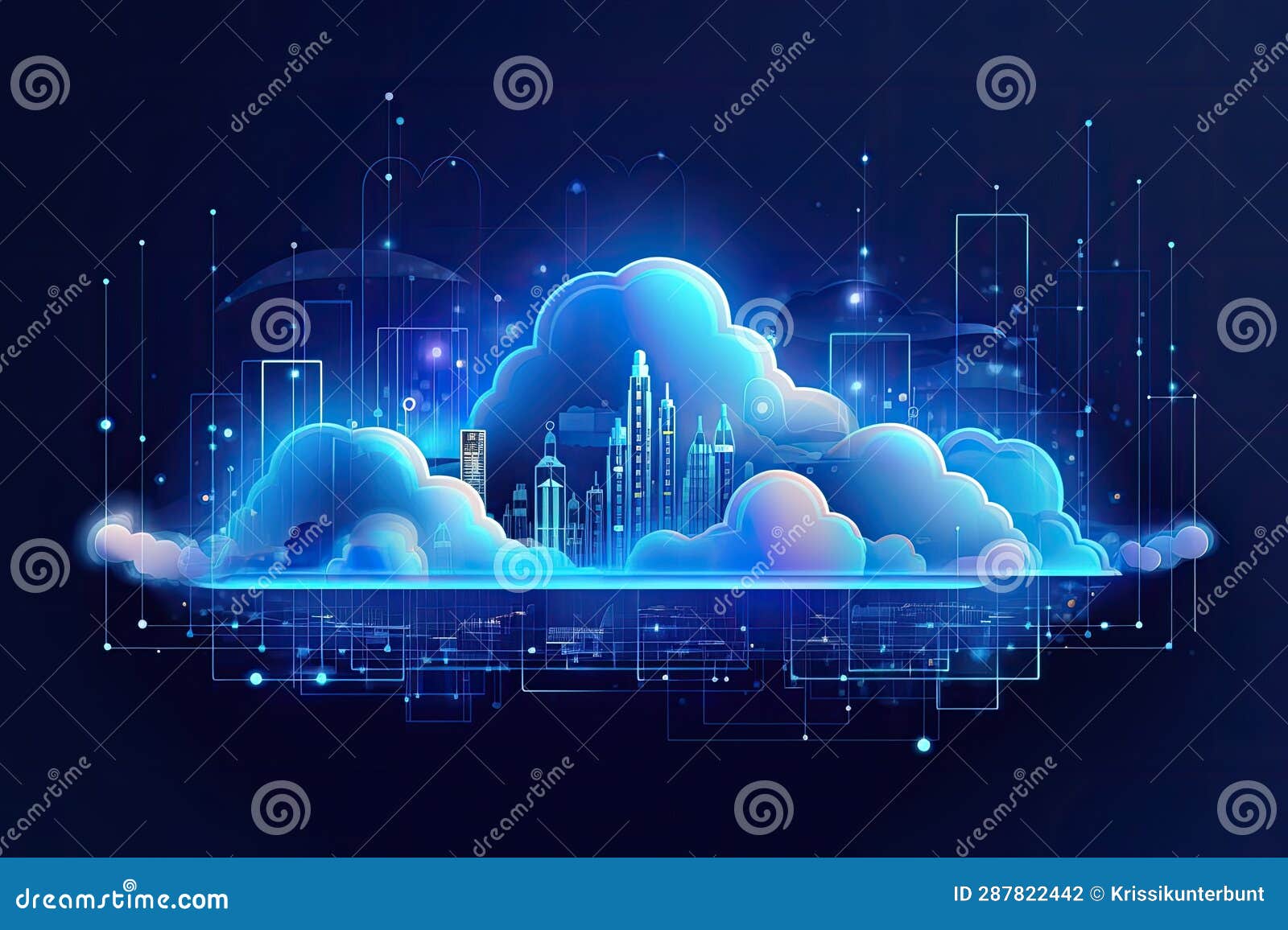 Blue Digital Technical Cloud Technology Stock Illustration ...