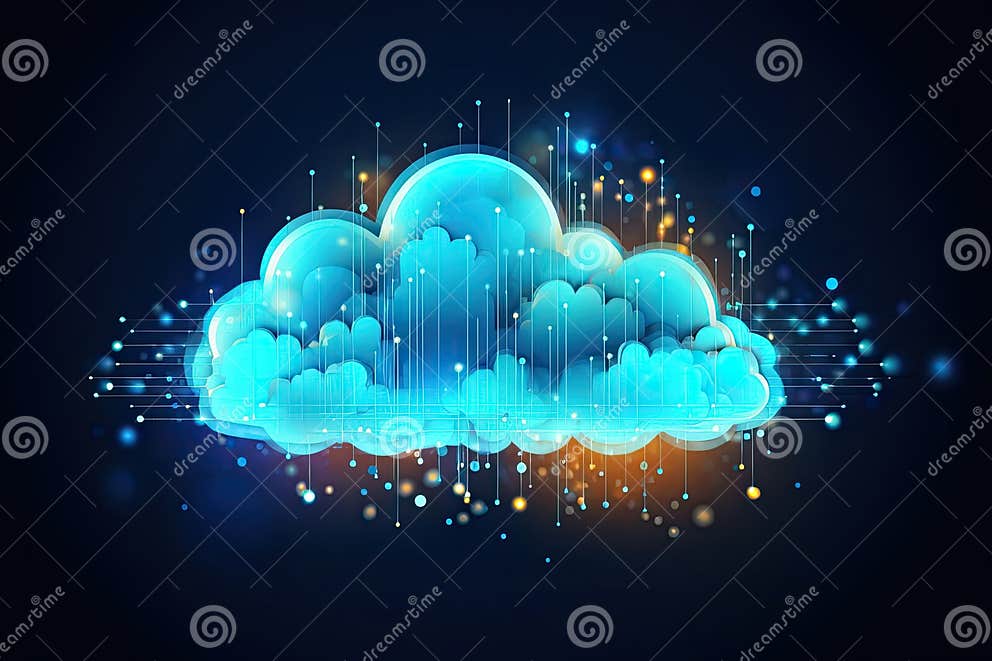 Blue Digital Technical Cloud Technology Stock Illustration - Illustration of business ...