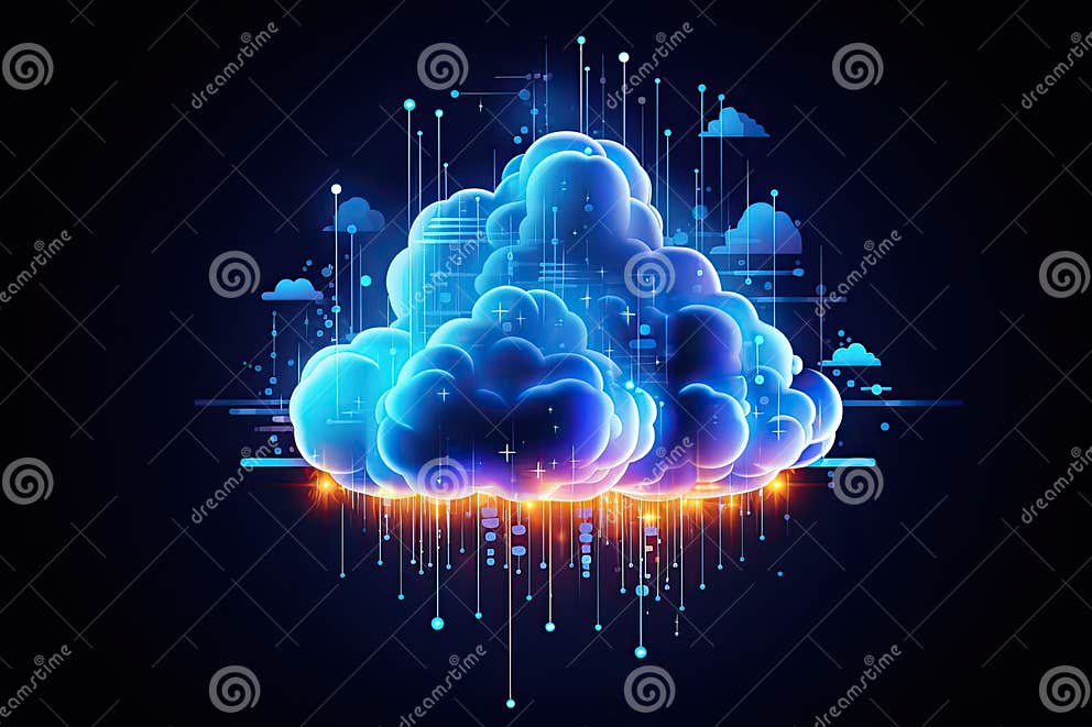Blue Digital Technical Cloud Technology AI Generated Stock Illustration - Illustration of ...