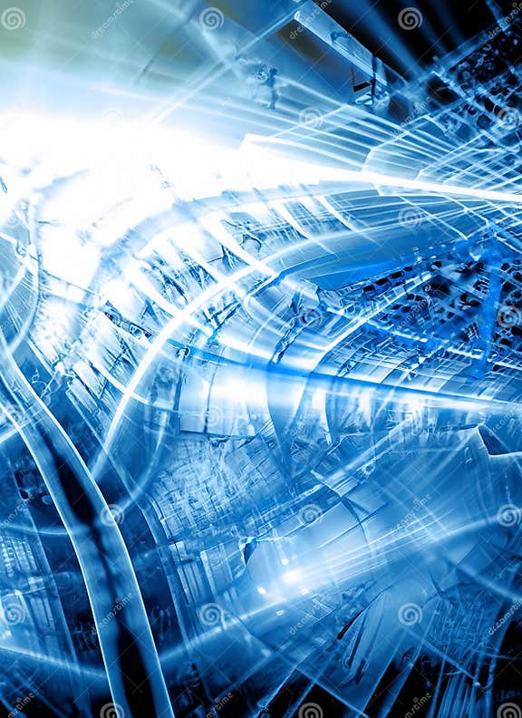 Blue Digital Technology Background with Backlight Stock Illustration ...