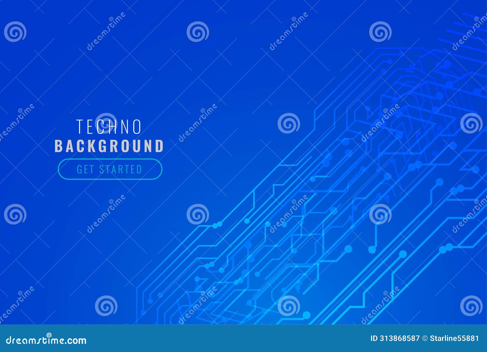 Blue Digital Technology Circuit Lines Background Design Stock Vector ...