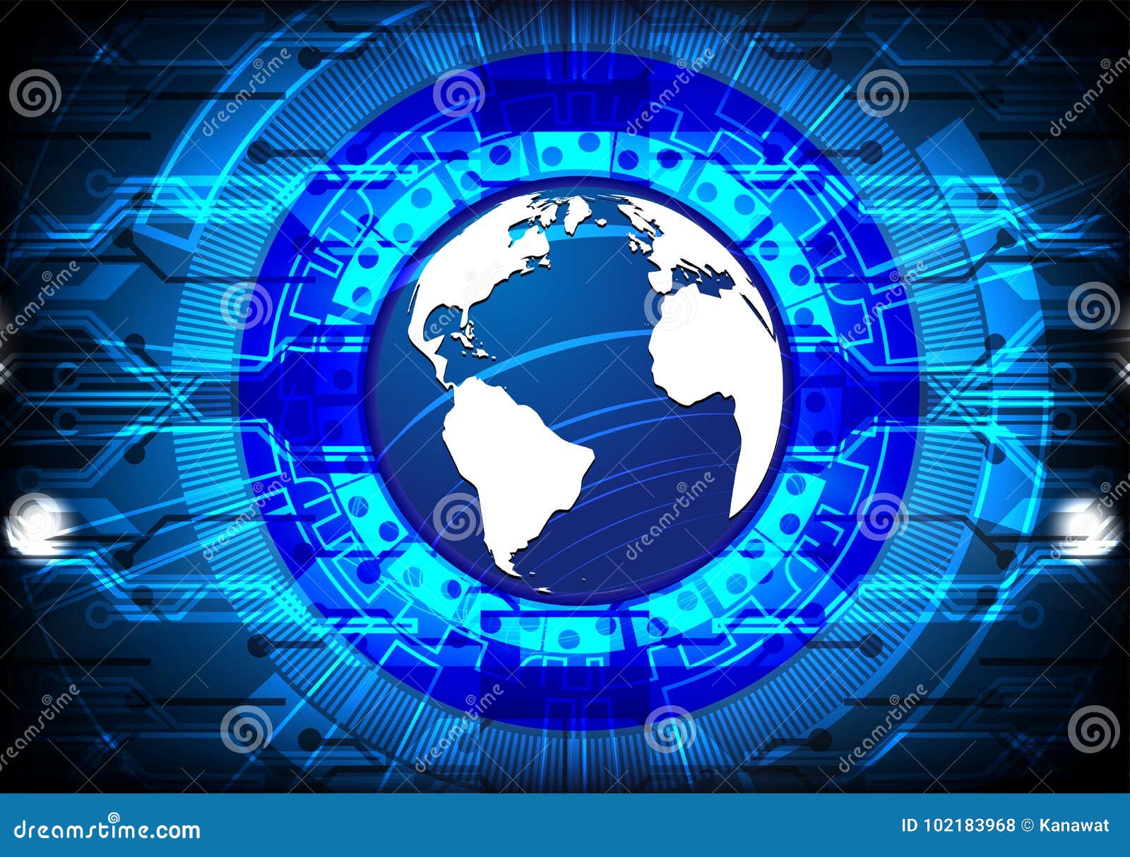 Blue Digital Technology Concept Background, Vector Illustration Stock ...