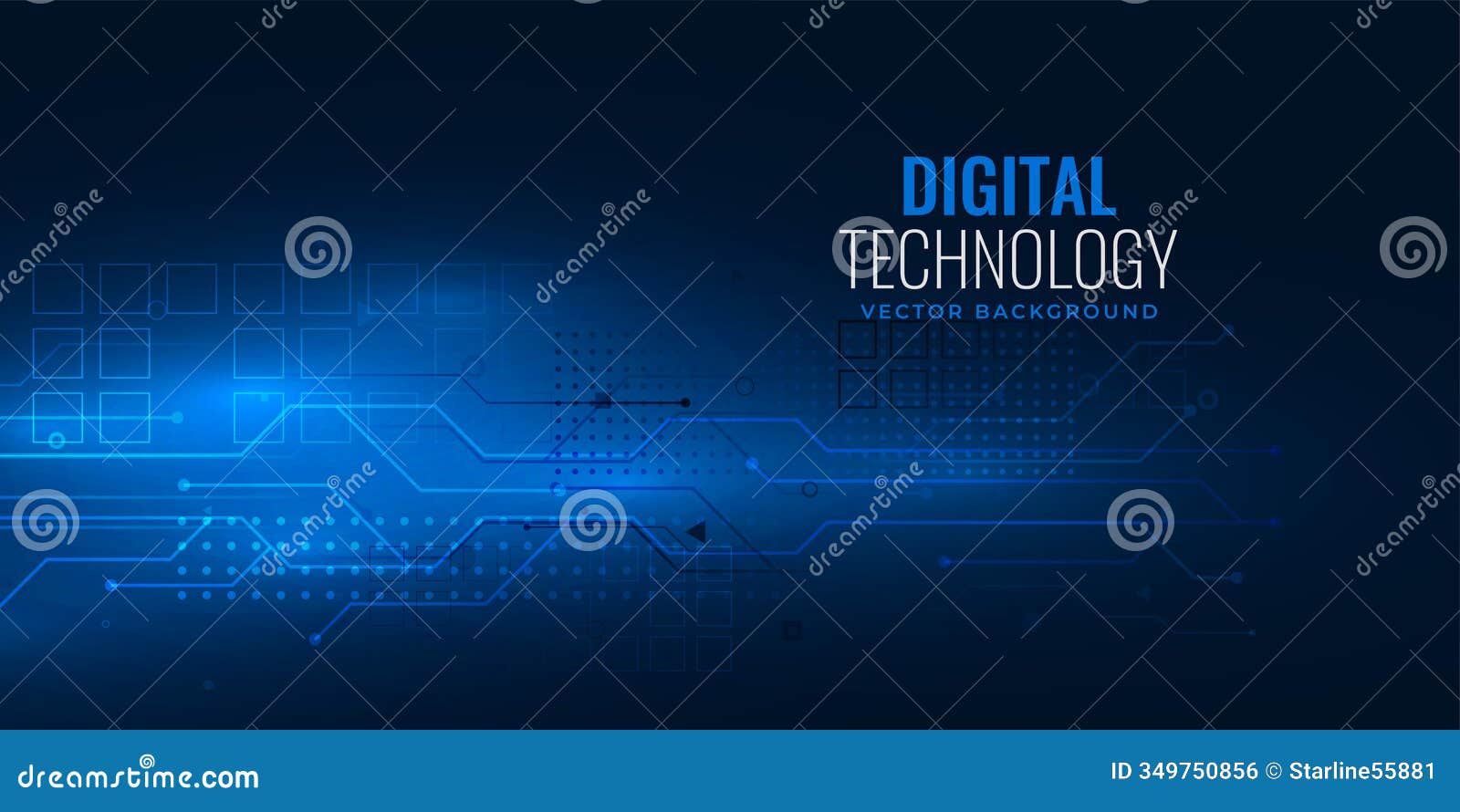 Blue Digital Technology Concept with Circuit Wire Mesh Diagram Stock ...