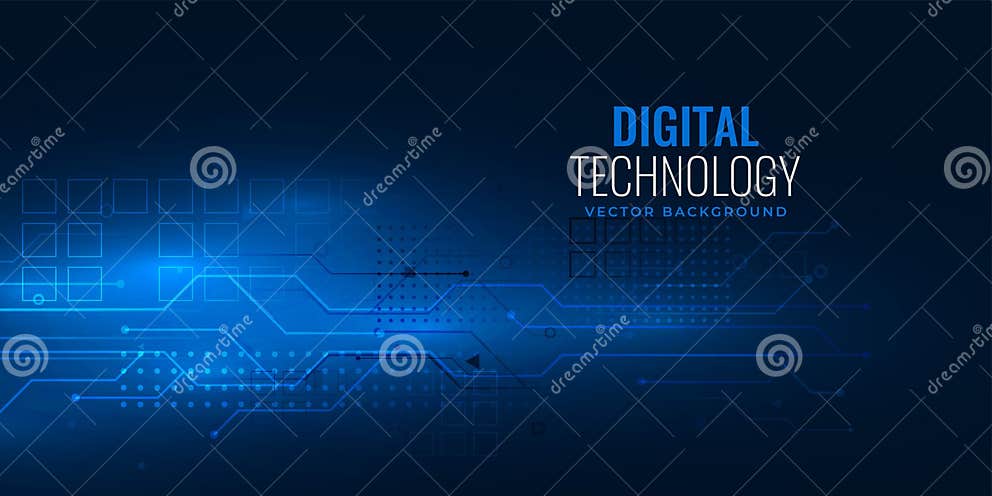 Blue Digital Technology Concept with Circuit Wire Mesh Diagram Stock ...