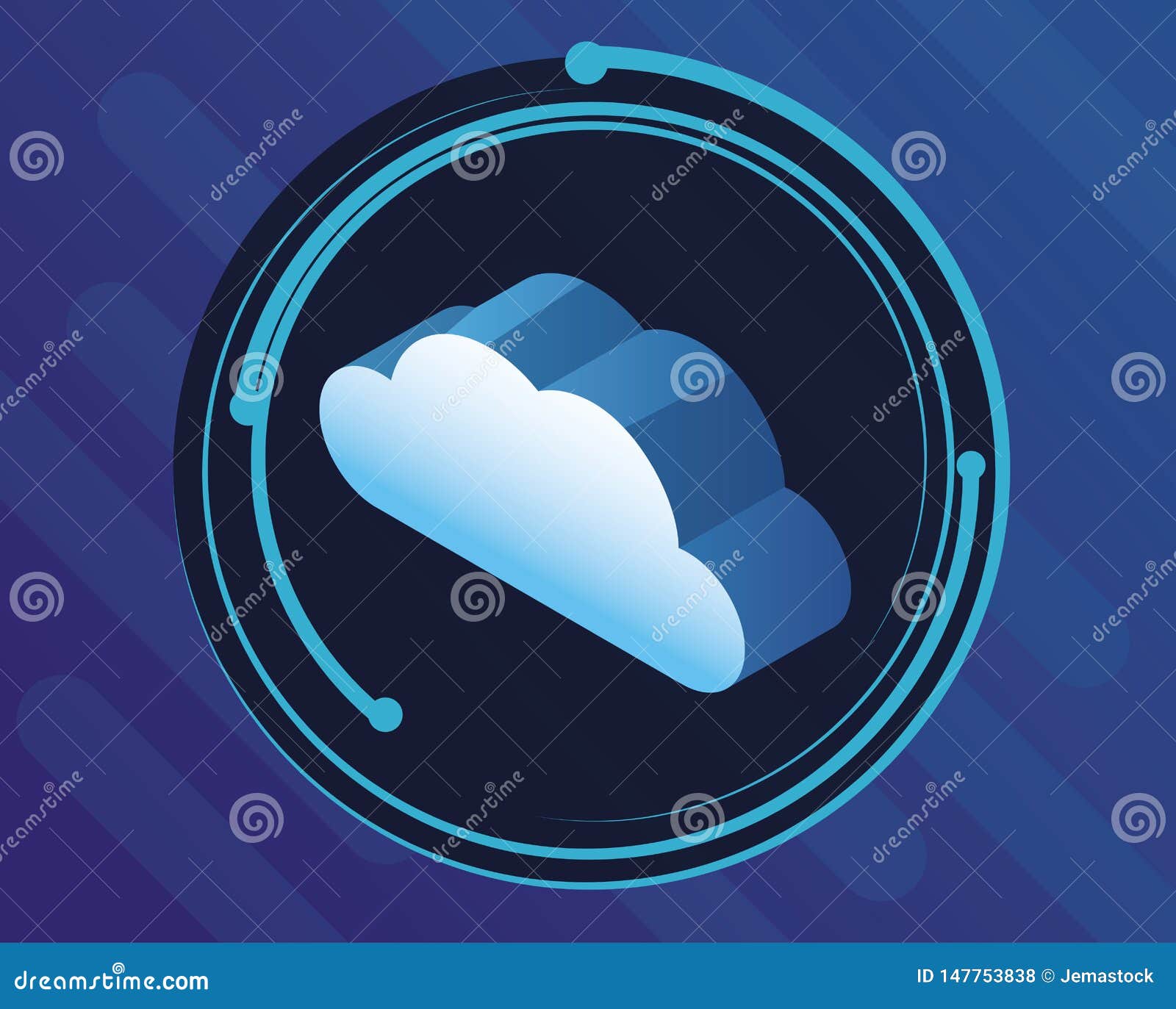 Blue Digital Technology Round Icon Stock Vector - Illustration of ...