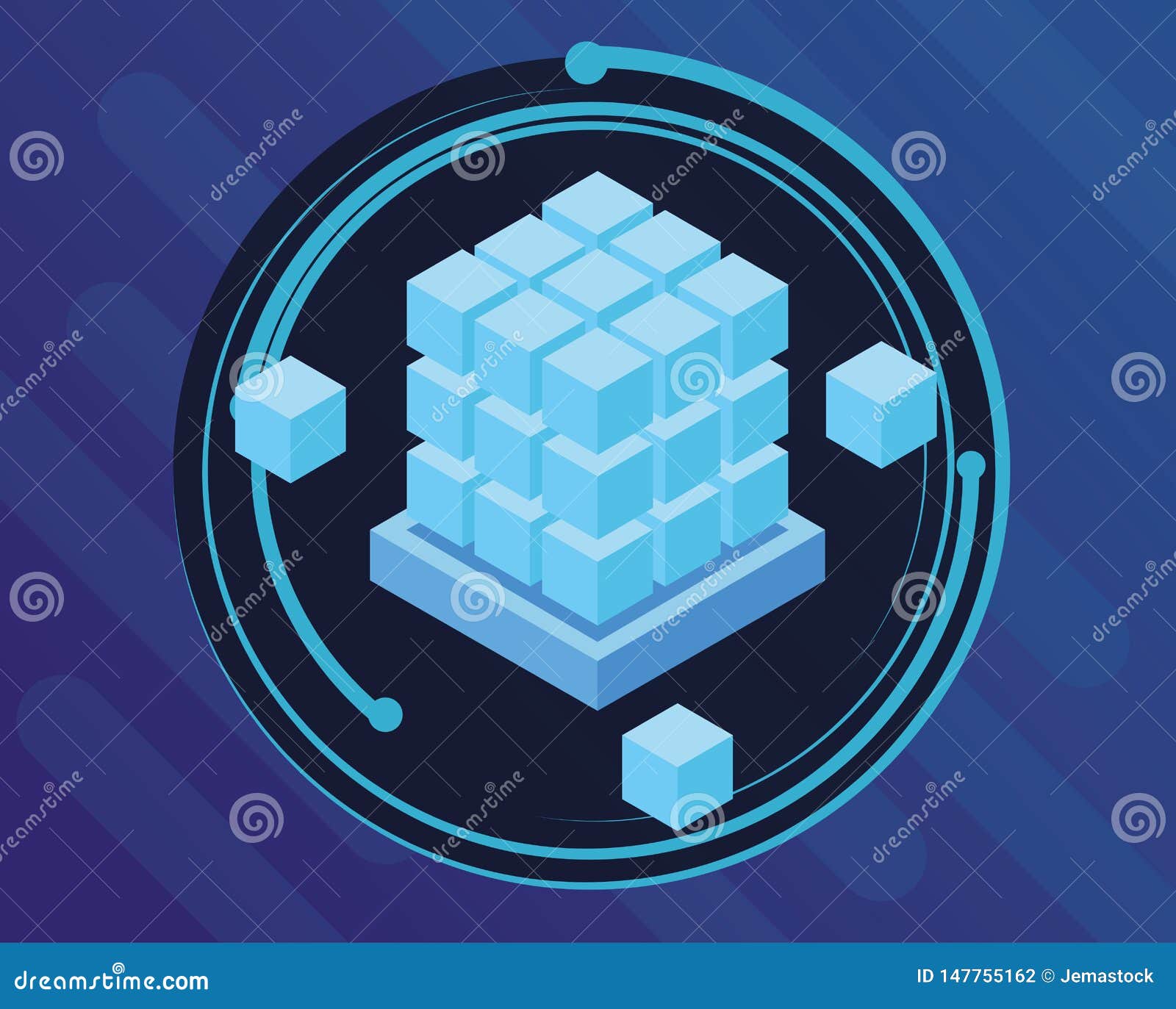 Blue Digital Technology Round Icon Stock Vector - Illustration of ...