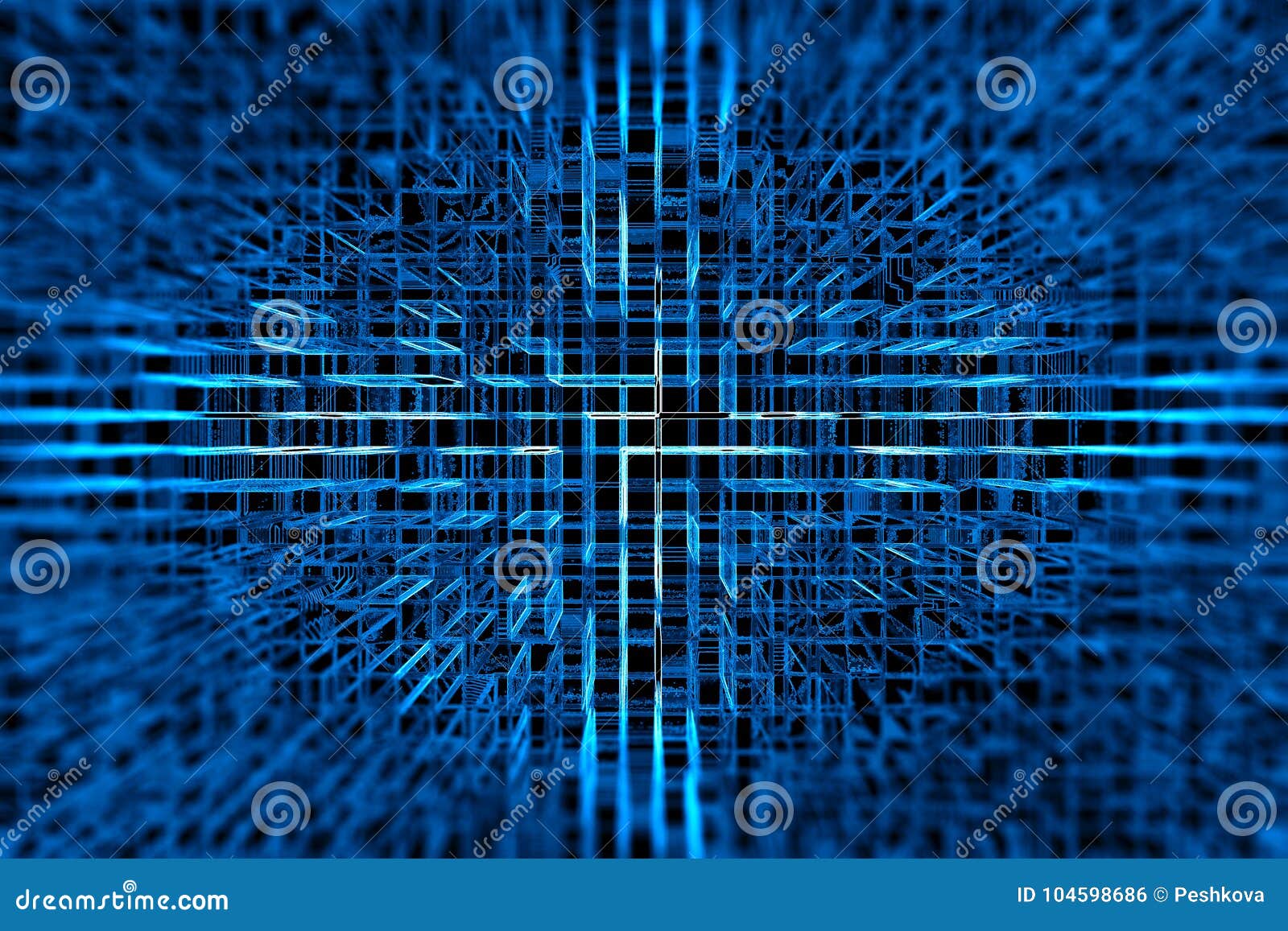 Blue Digital Tile Background Stock Illustration - Illustration of ...
