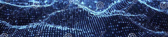 Blue Digital Wave Banner with Binary Code Matrix Design Stock ...
