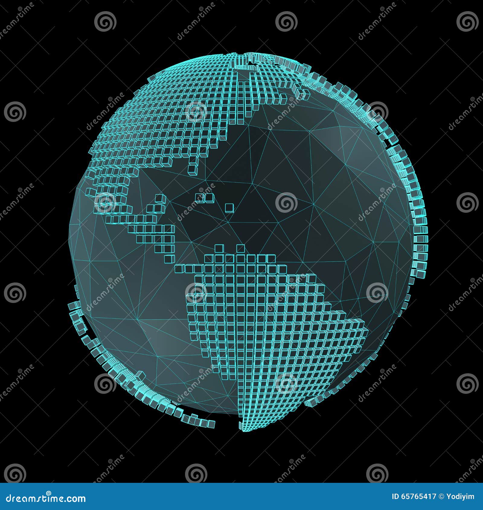 Blue Digital World on Black. Stock Illustration - Illustration of ...