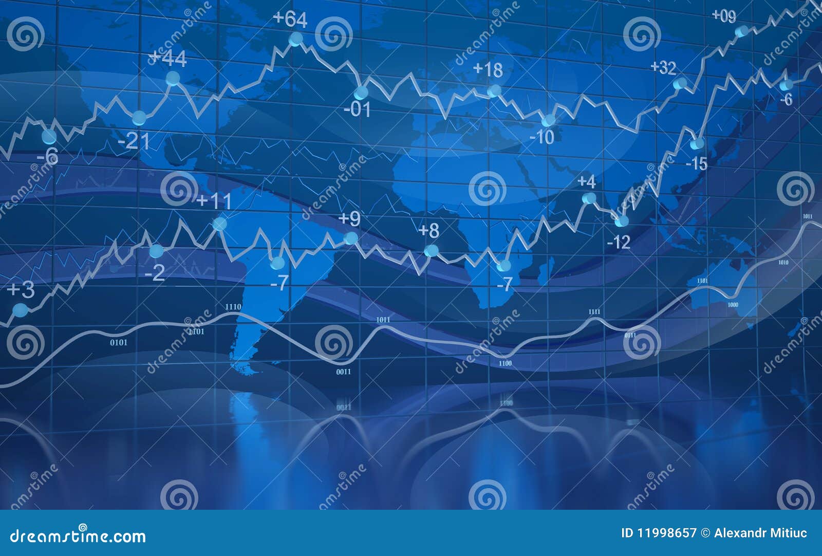 Blue Digital World Business Abstract with Graph Stock Illustration ...