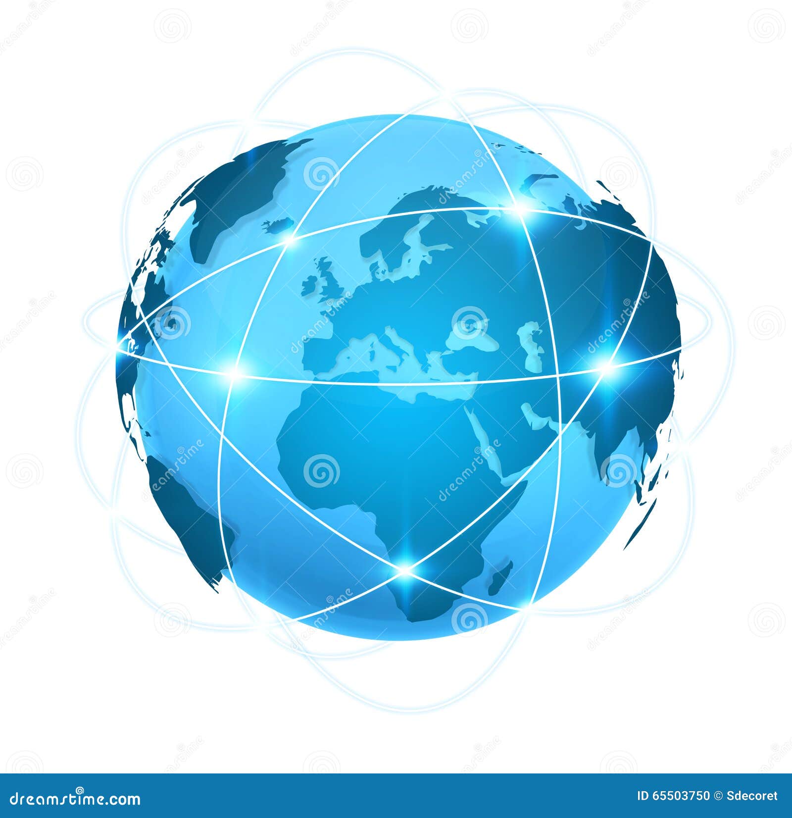 Blue Digital World Map with Connection Stock Illustration ...