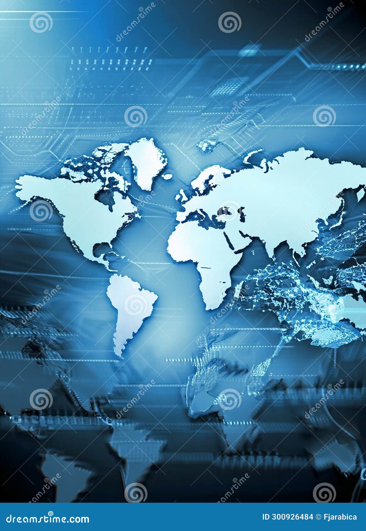 Blue Digital World Map Suitable As Background Stock Illustration ...