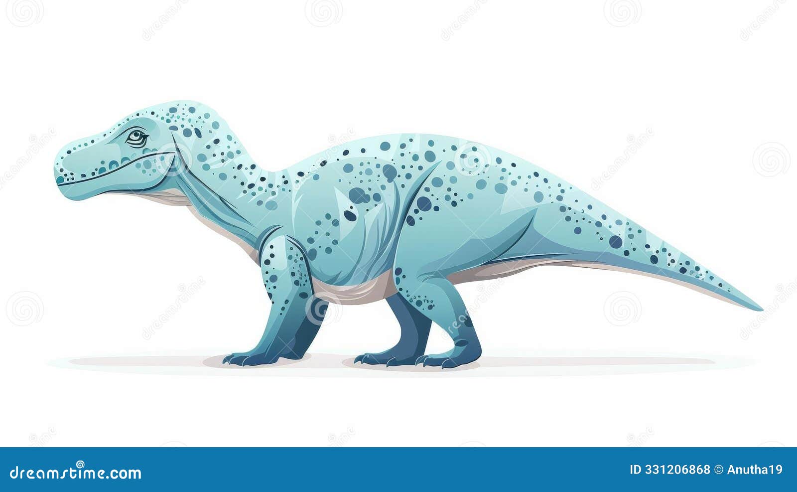 Blue Dinosaur with Spots on White Background: Detailed Side View Stock ...