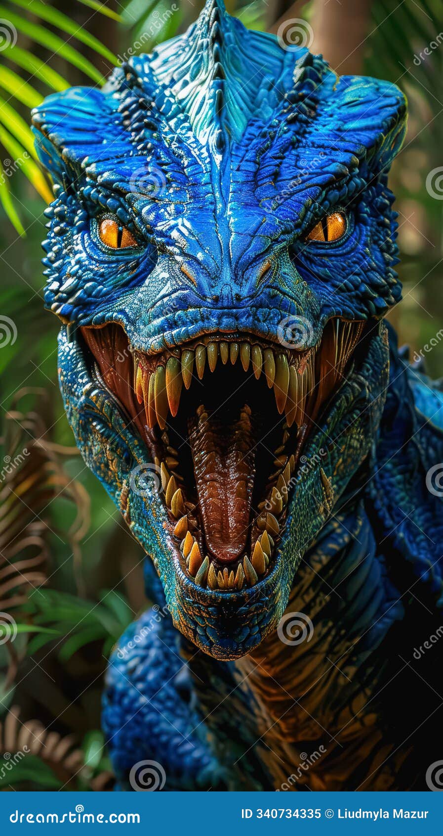 Blue Toy Dinosaur Jurassic Period Spinosaurus Raptor With Big Teeth ...