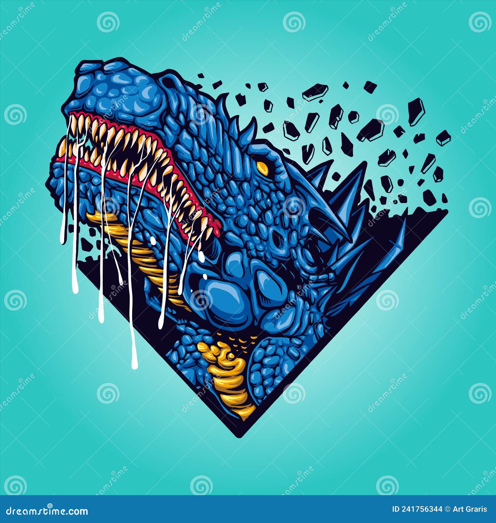 Blue Dinosaurs T-rex Head Vector Illustrations Stock Illustration ...