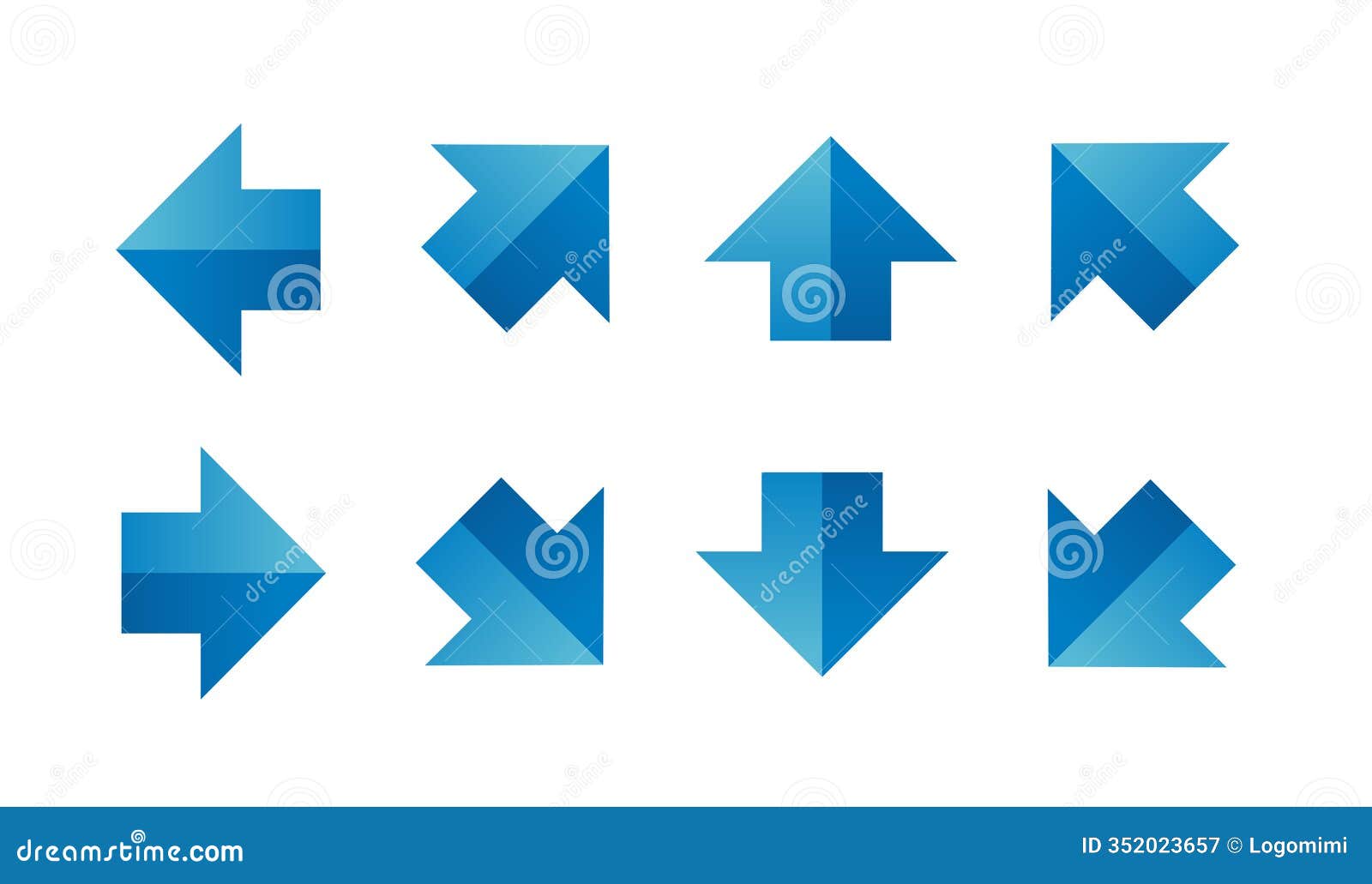 Blue Direction Arrow Sign Vector Set Stock Illustration - Illustration ...
