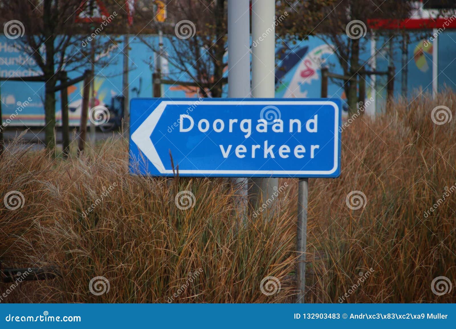 Blue Direction Sign in the Netherlands for Ongoing Traffic in the ...