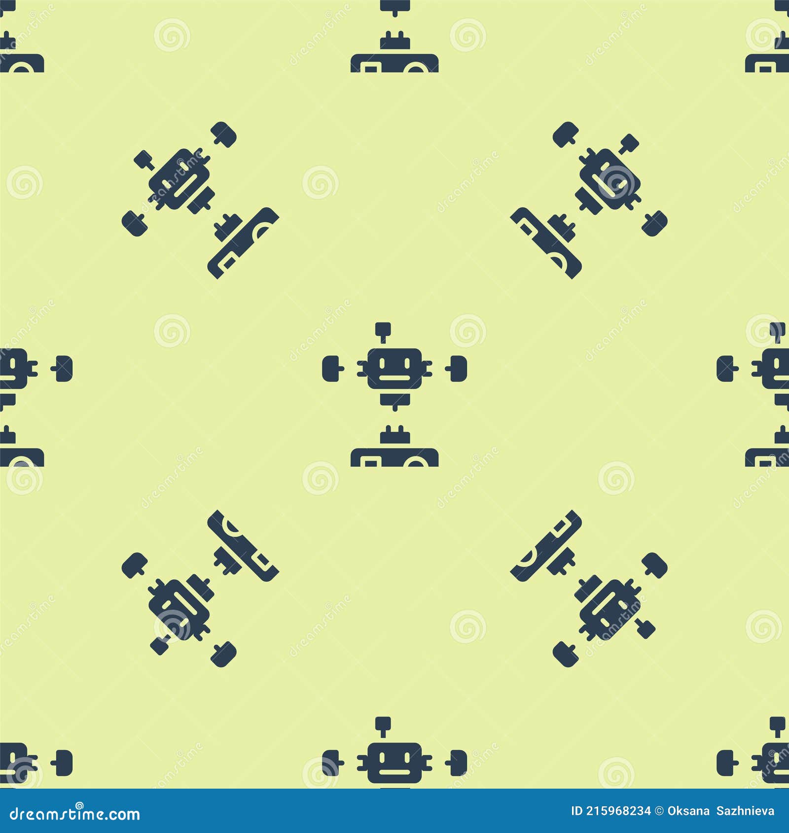 Blue Disassembled Robot Icon Isolated Seamless Pattern on Yellow ...