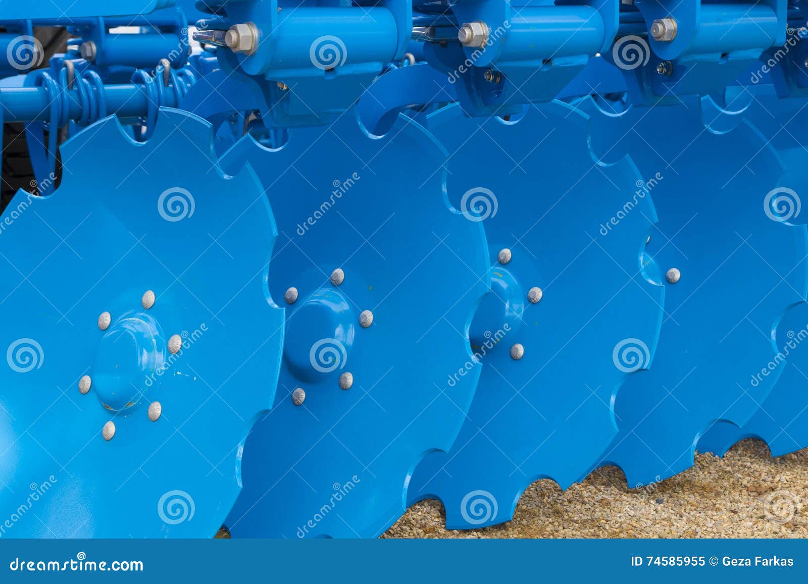 Blue Disc Harrow Trailer for a Farming Tractor Stock Image - Image of ...