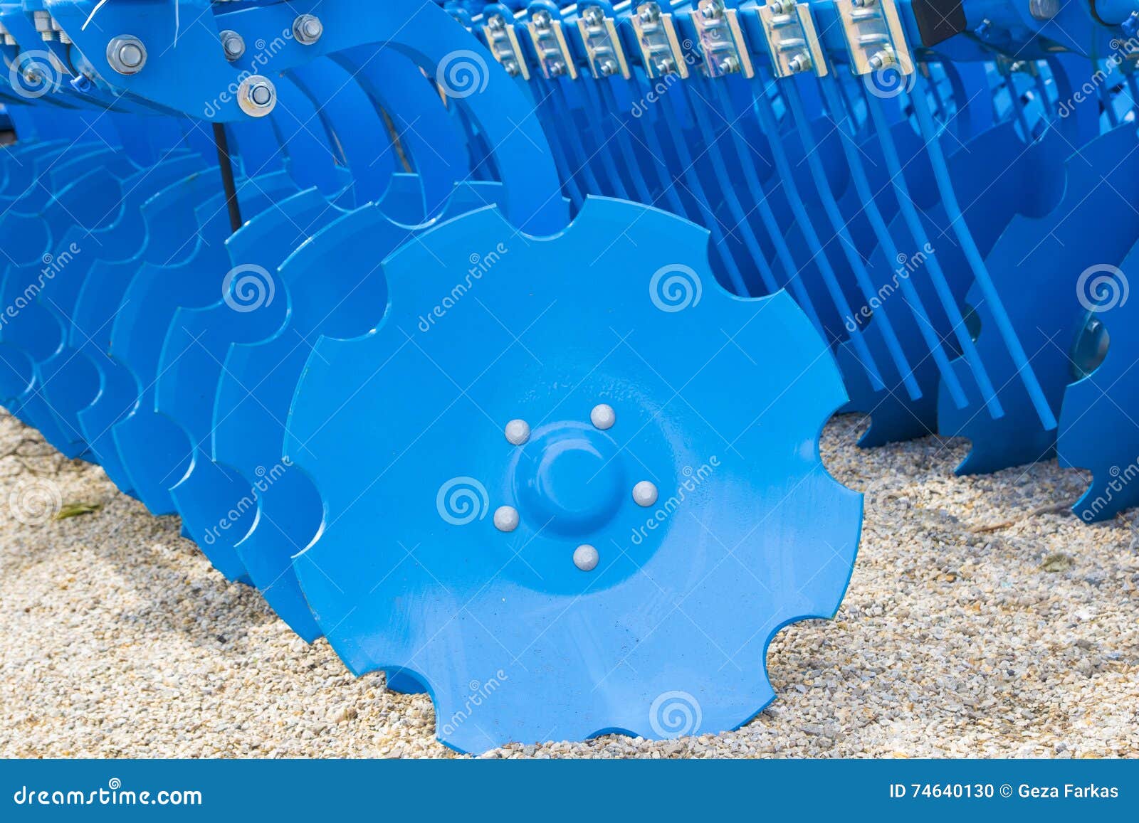Blue Disc Harrow Trailer for a Farming Tractor Stock Photo - Image of ...