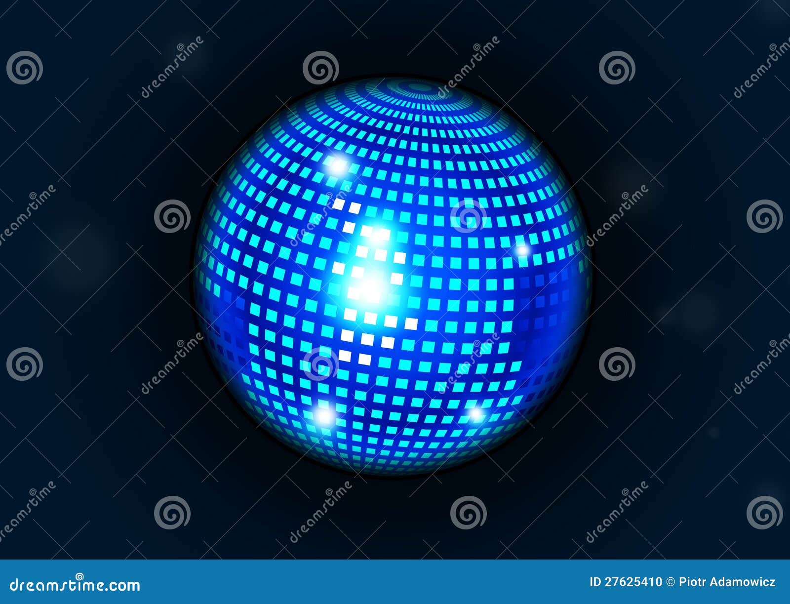 Blue disco ball. stock illustration. Illustration of grunge - 27625410