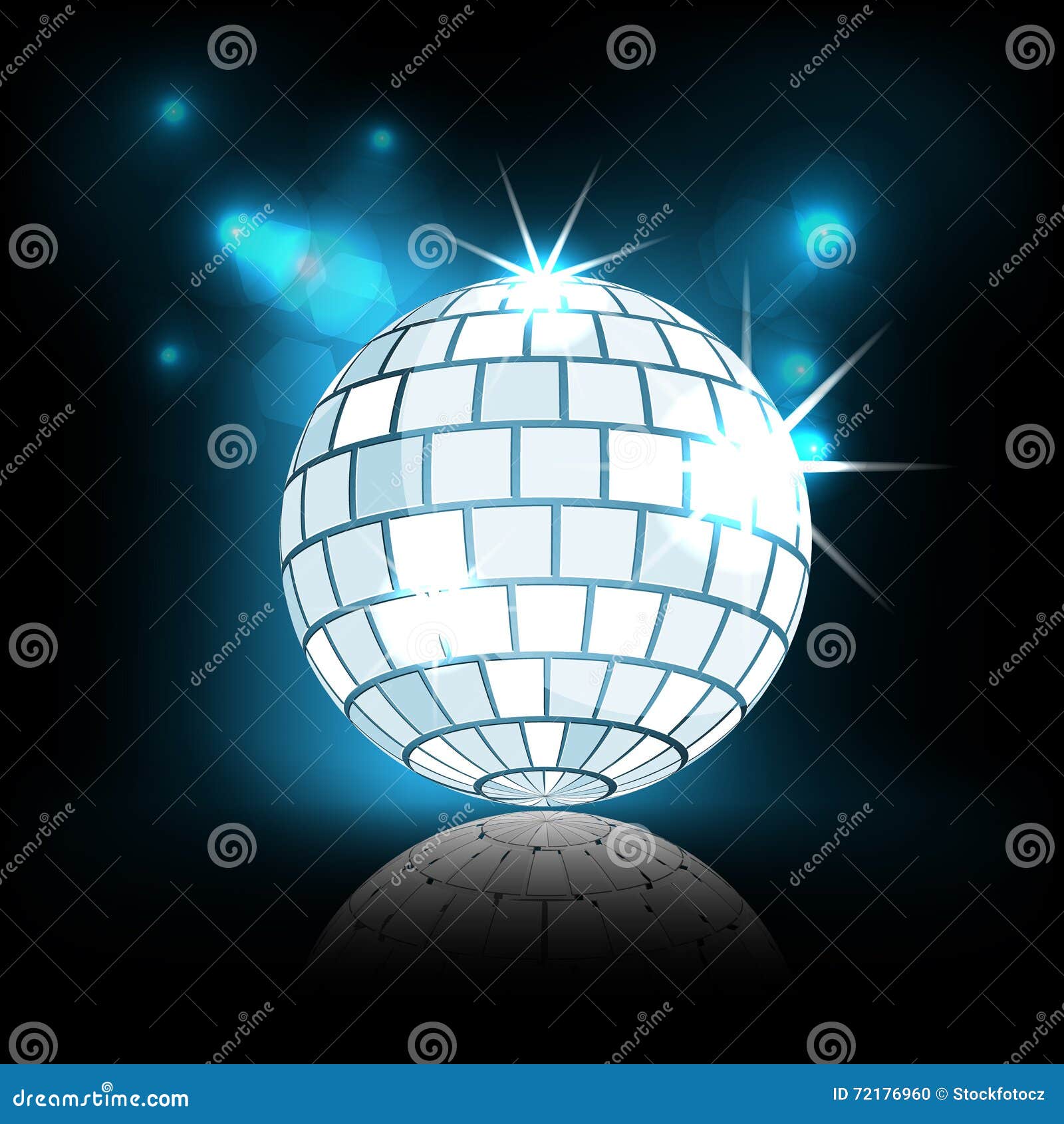 Blue disco ball stock vector. Illustration of discoball - 72176960