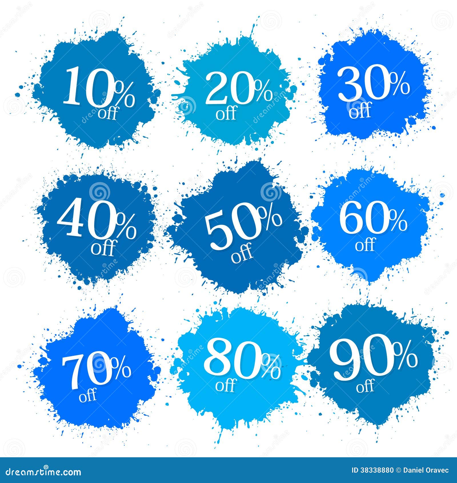 Blue Discount Labels, Stains, Splashes Stock Vector - Illustration of ...