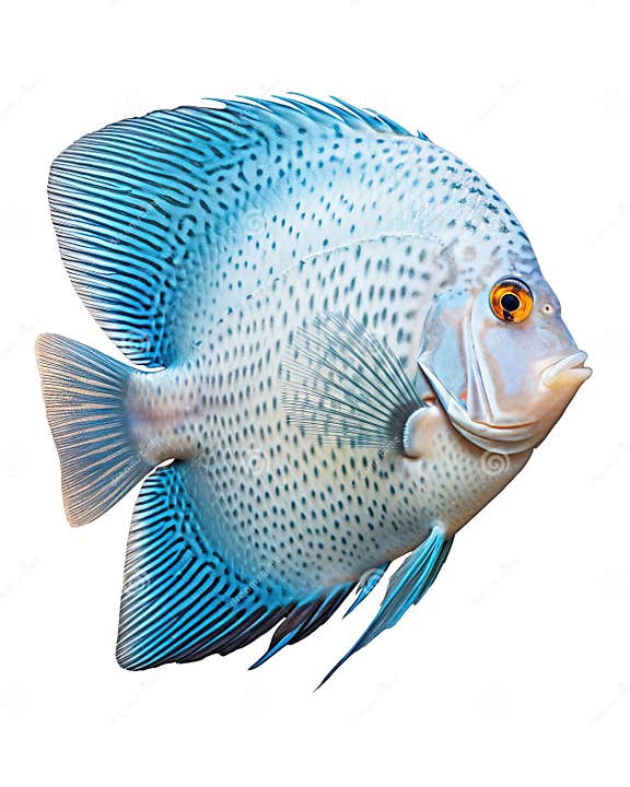 Blue Discus Fish Isolated on White Background. Stock Image - Image of ...