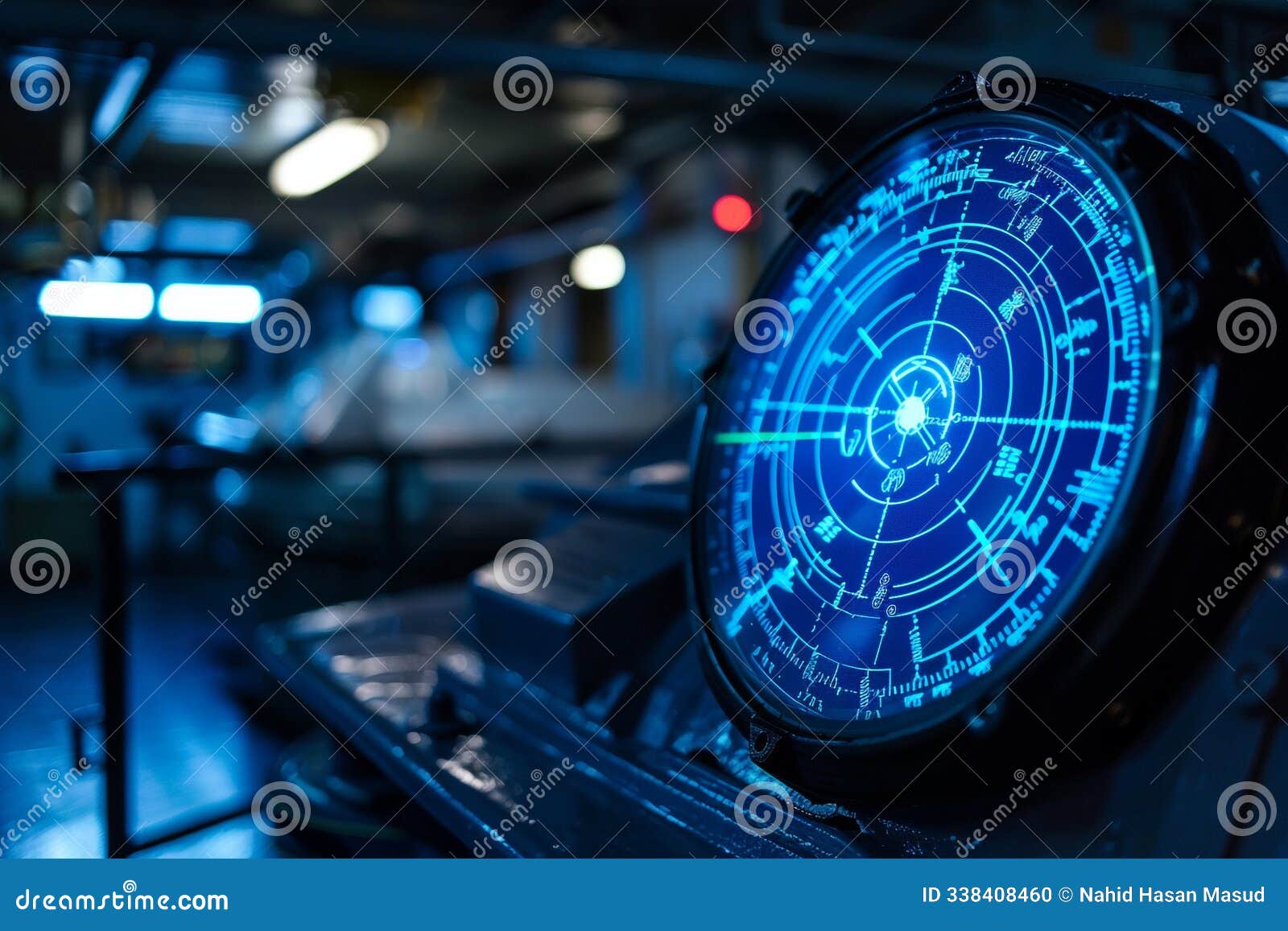 Blue Display on the Captains Bridge of a Ships Radar Stock Illustration ...