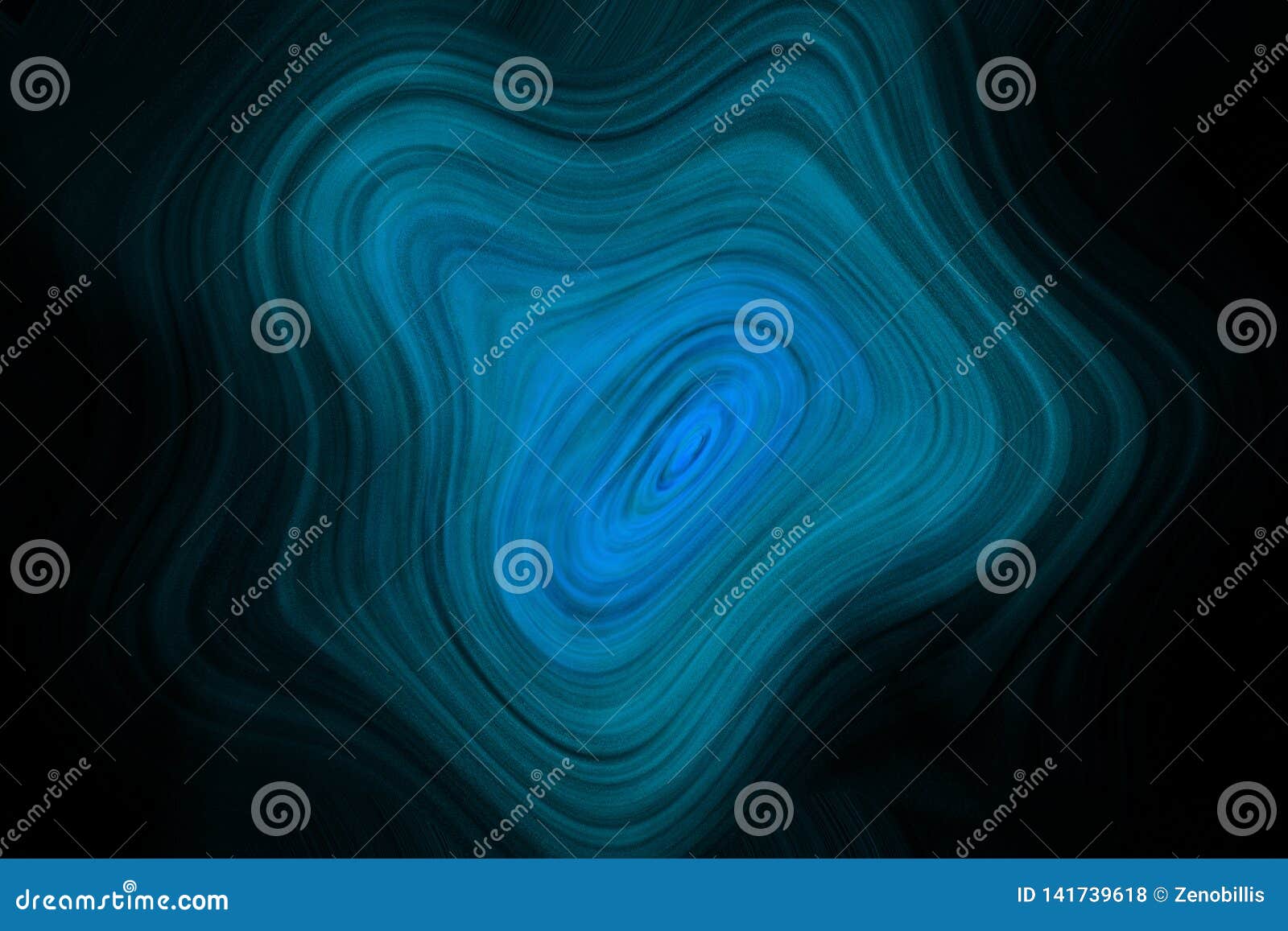 Blue Distorted Abstract Object Isolated on Black Background. Swirl ...