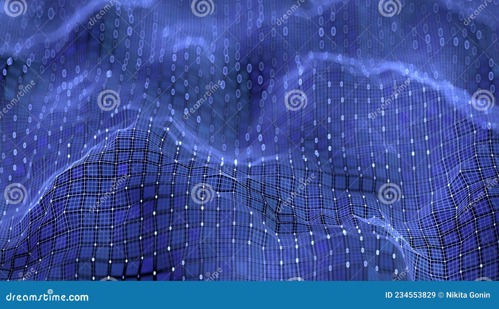 Blue Distorted Surface with Hard Lines 3D Rendering Illustration Stock ...