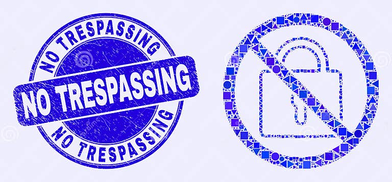Blue Distress No Trespassing Stamp Seal and Stop Lock Mosaic Stock ... Blue Distress No Trespassing Stamp Seal and Stop Lock Mosaic Stock ...