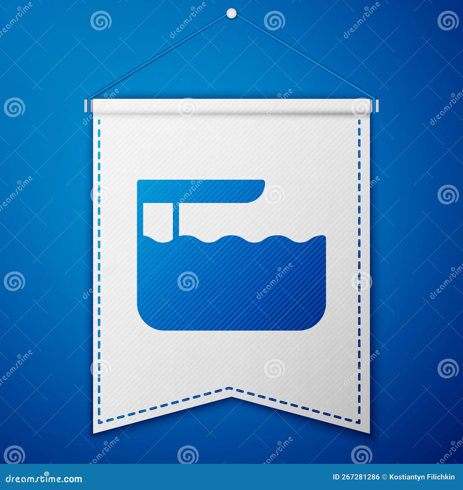 Blue Diving Board or Springboard Icon Isolated on Blue Background ...