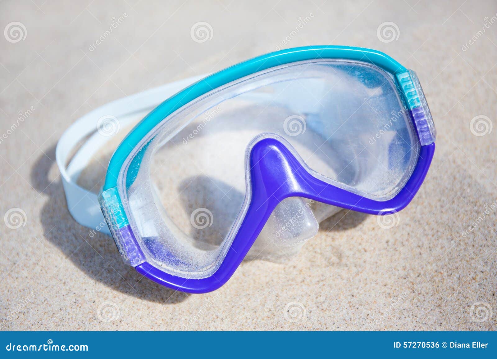 Blue Diving Mask on Sandy Beach Stock Photo - Image of beach, plastic ...
