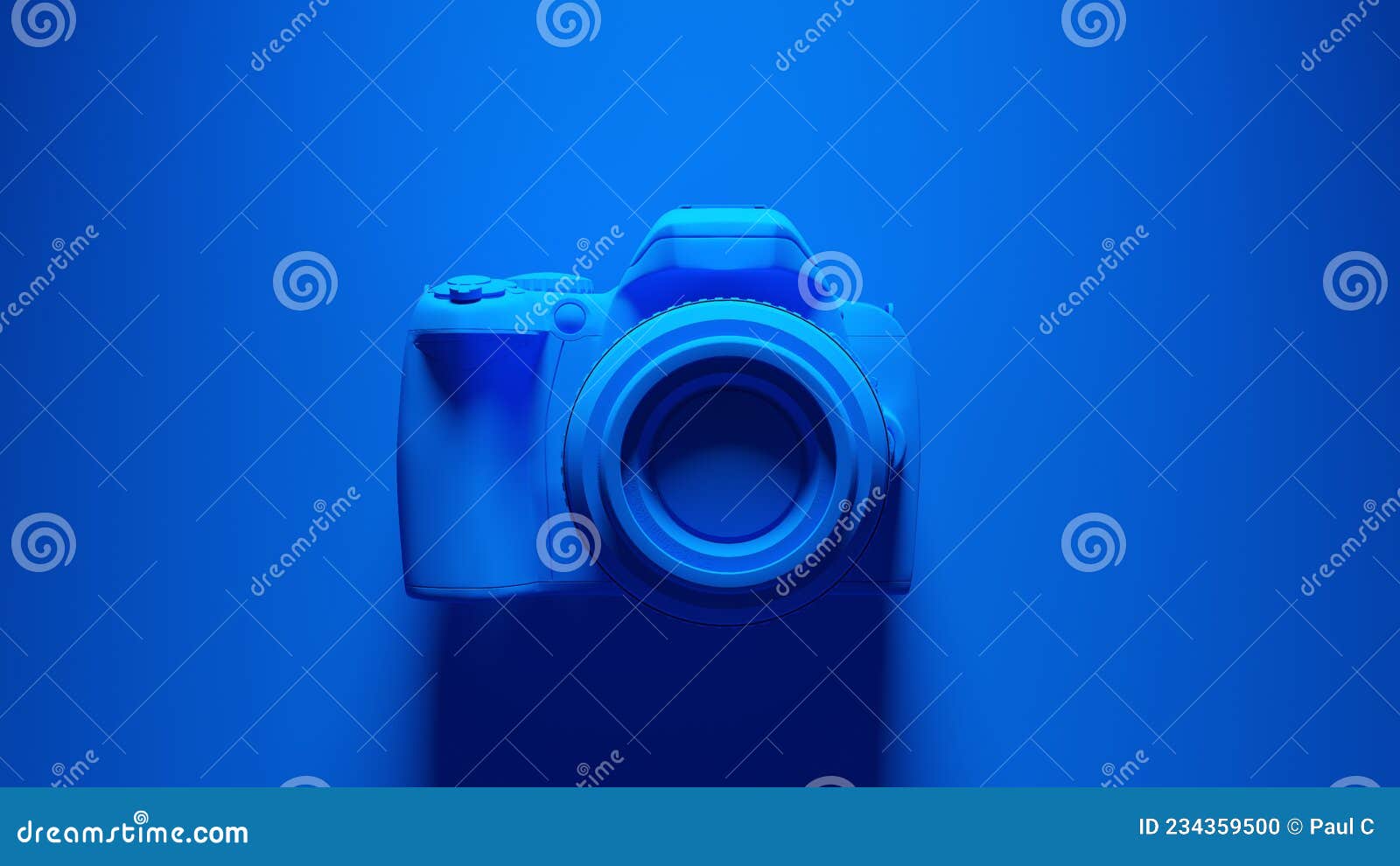 Blue DLSR Camera with Blue Background Stock Illustration - Illustration ...