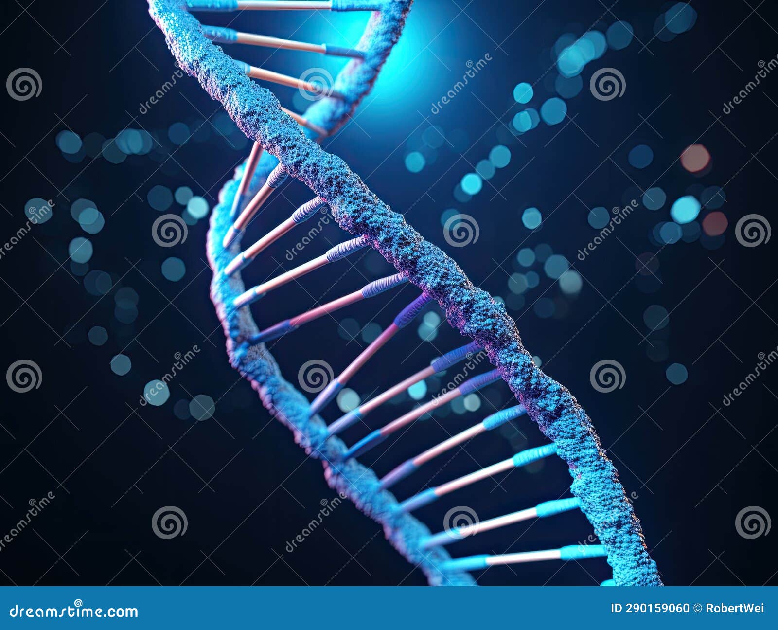 Blue DNA Gene Helix Spiral Molecule Structure. Generative AI Royalty ...