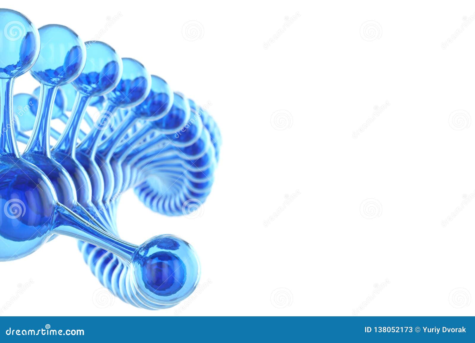 Blue DNA Molecule Concept Isolated on White Background. Atom 3D ...