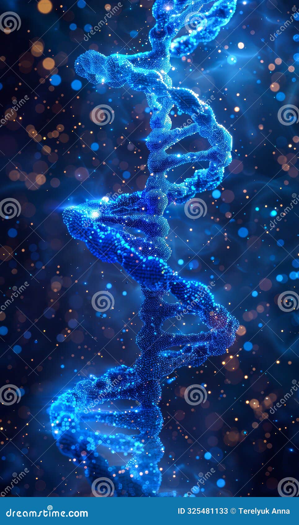 A Blue DNA Strand with a Blue Background Stock Image - Image of ...