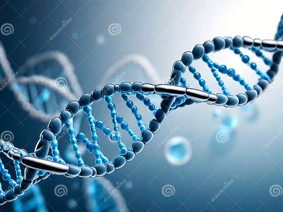 Blue DNA Strand Model stock illustration. Illustration of evolution ...