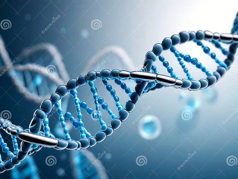 Blue DNA Strand Model stock illustration. Illustration of evolution ...
