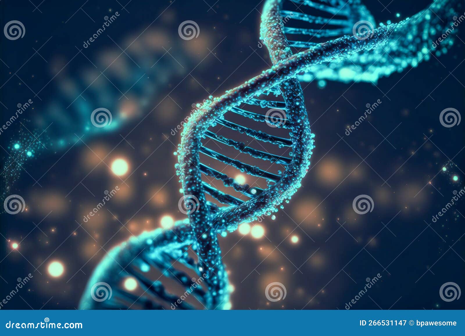 Blue DNA Strand Molecular Structure Model, Generative AI Stock ...