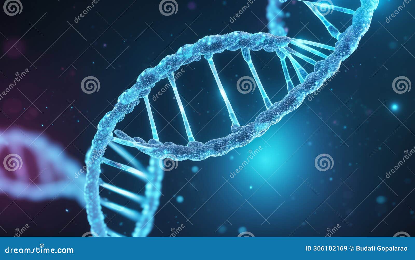 A Blue DNA Strand with a Purple Background Stock Illustration ...