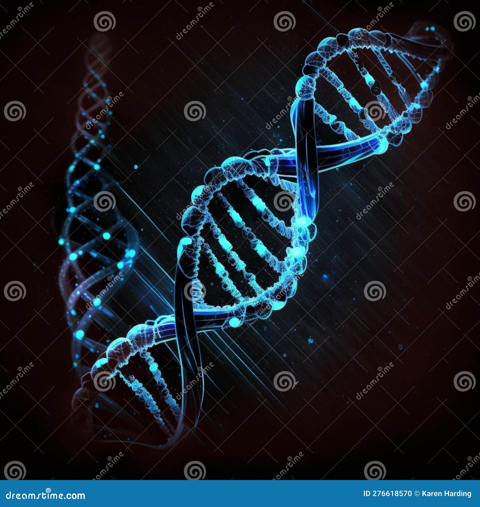 Blue DNA Strings on a Black Background Stock Illustration ...