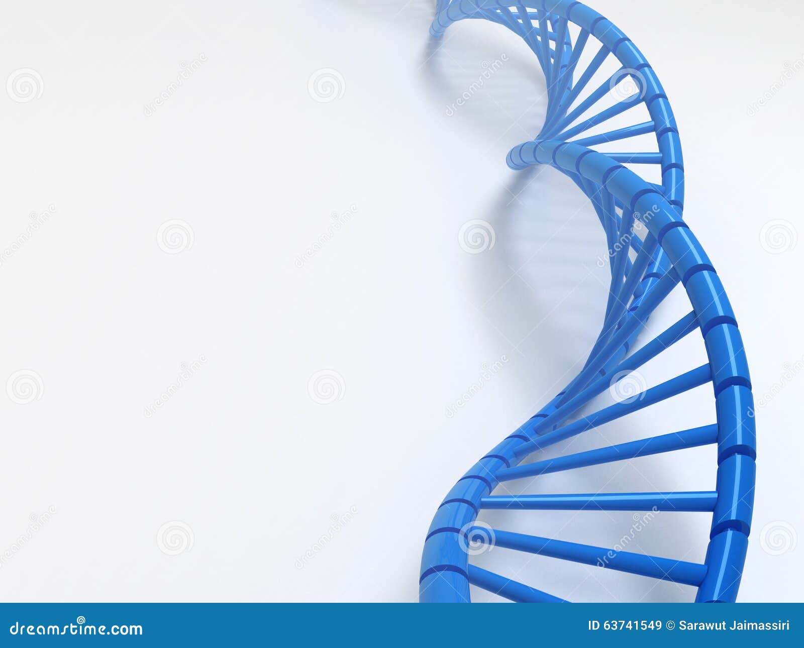 Blue Dna Structure Placed on Soft White Background, 3D Illustration ...