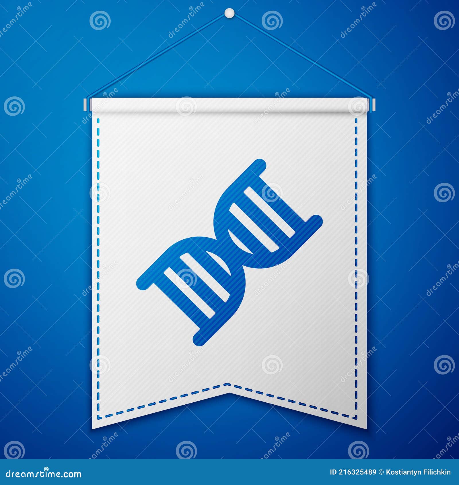 Blue DNA Symbol Icon Isolated on Blue Background. White Pennant ...