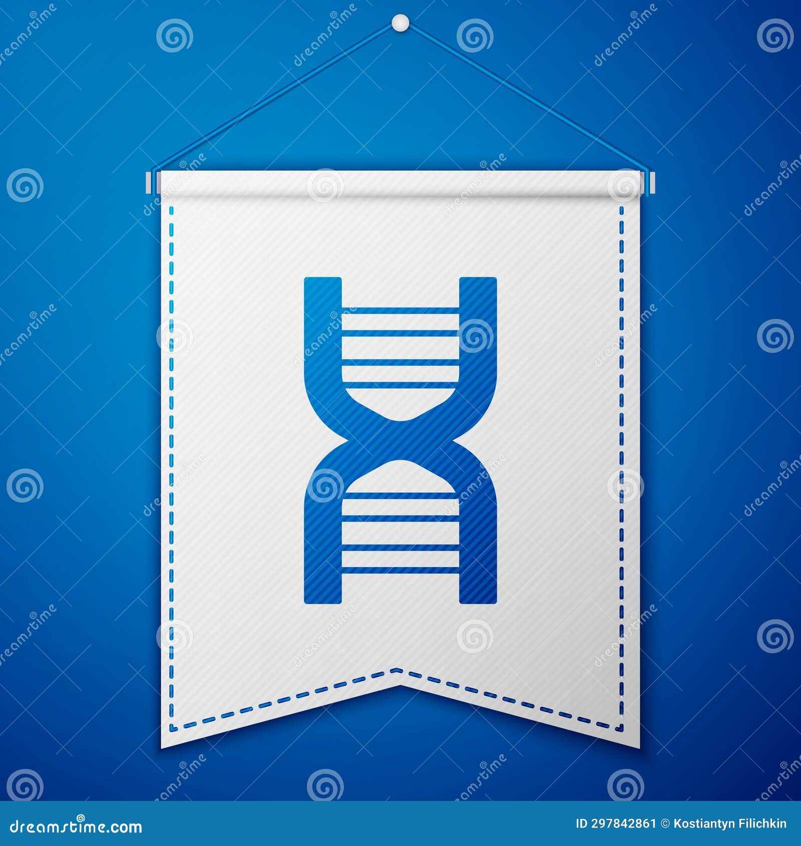 Blue DNA Symbol Icon Isolated on Blue Background. White Pennant ...
