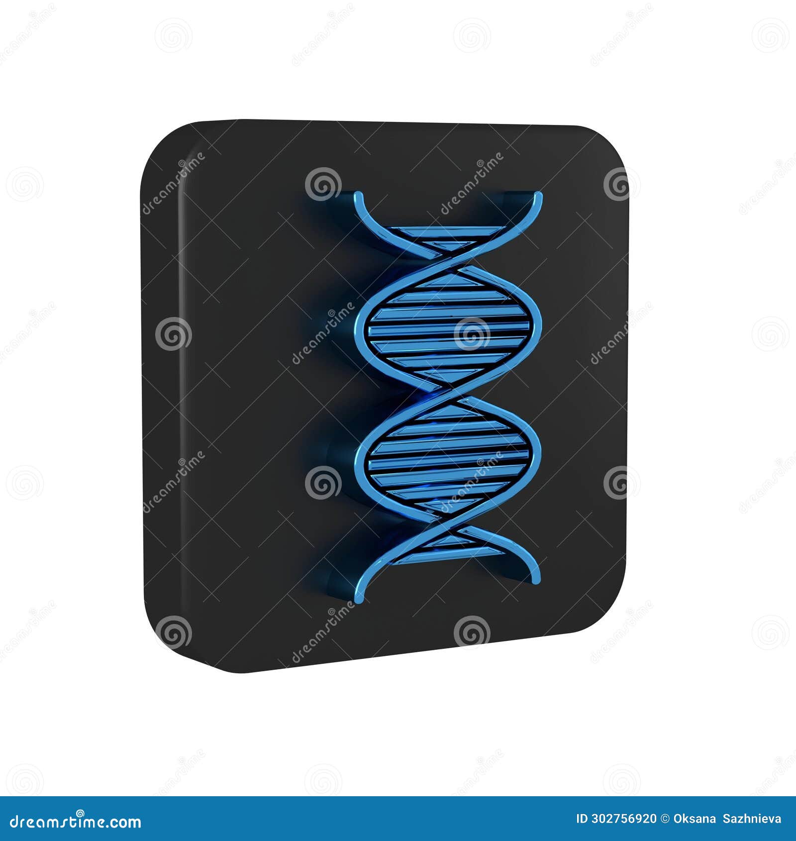 Blue DNA Symbol Icon Isolated on Transparent Background. Black Square ...