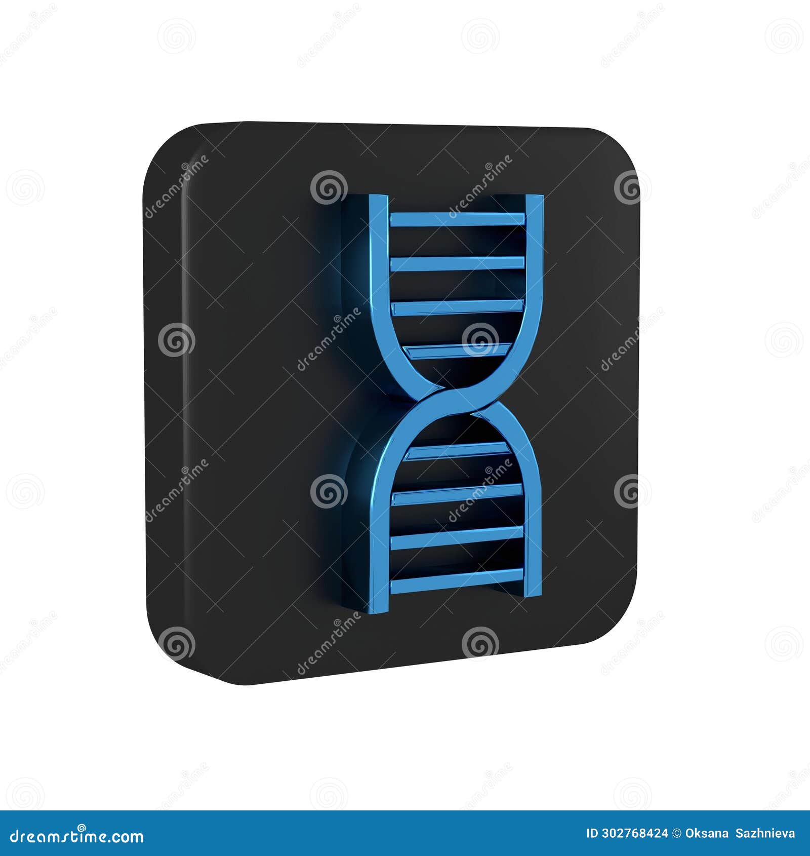 Blue DNA Symbol Icon Isolated on Transparent Background. Black Square ...